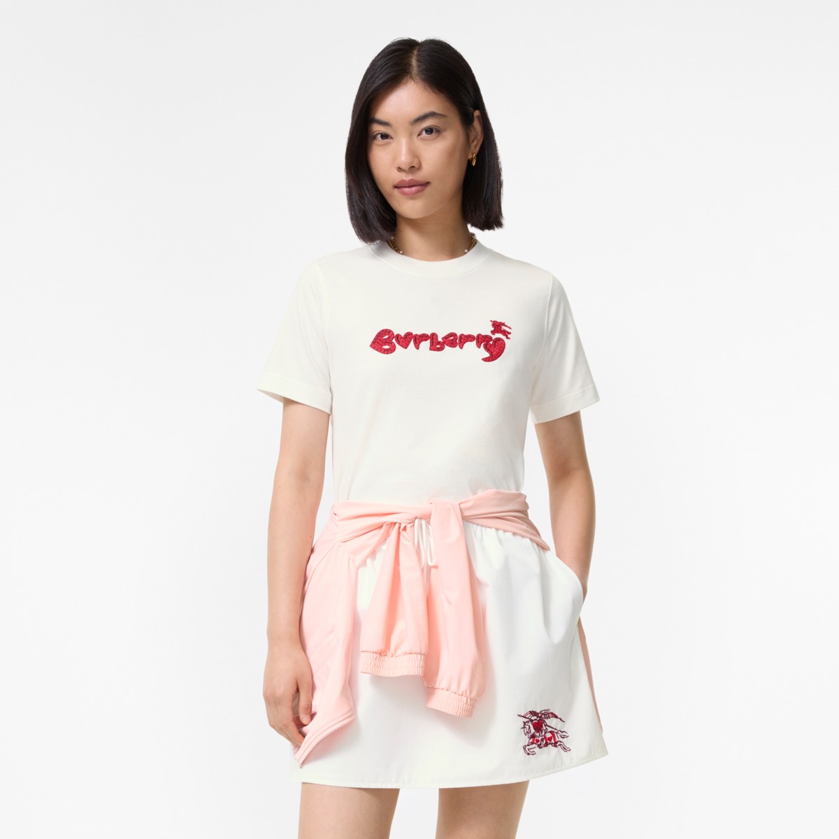 BURBERRY Burberry Embroidered Heart Logo Cotton T-Shirt